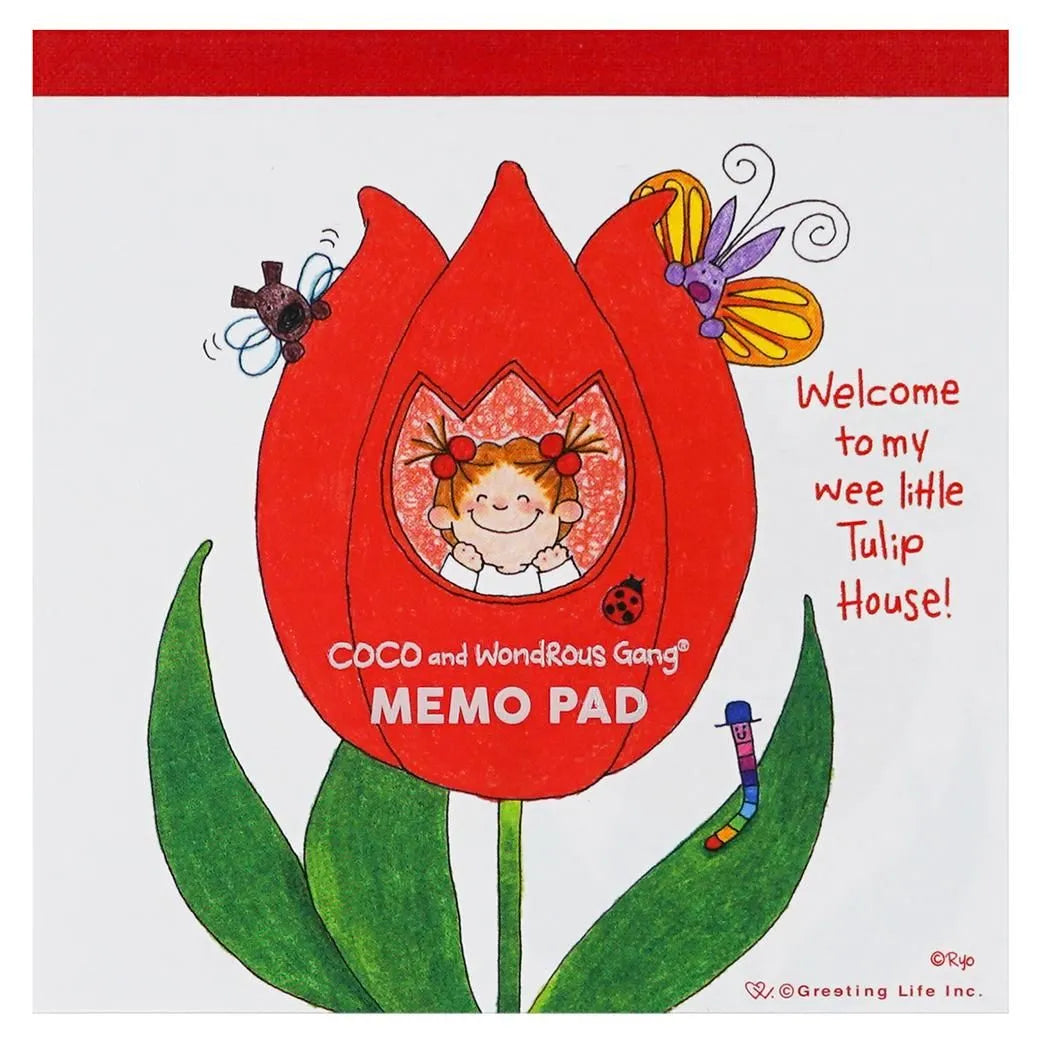 Coco-chan Square Memo Pad Tulip – JAPANWAVE